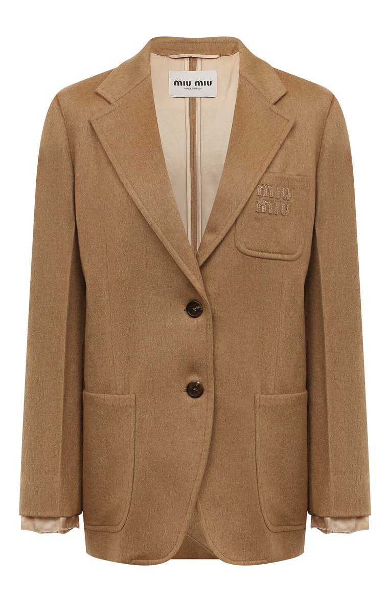 Женский бежевый шерстяной жакет Miu Miu купить в интернет магазине ЦУМ арт Mh1769 165 F0040