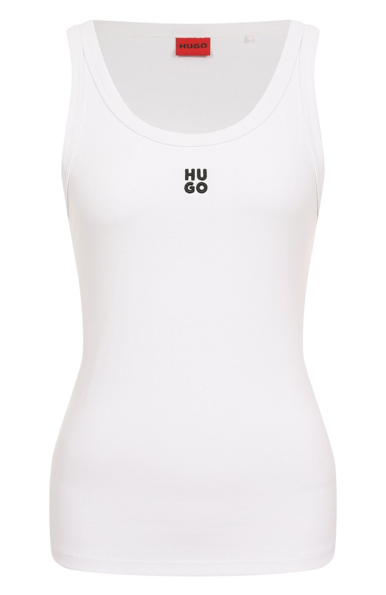 Женская белая хлопковая майка HUGO купить в интернет-магазине ЦУМ, арт ...