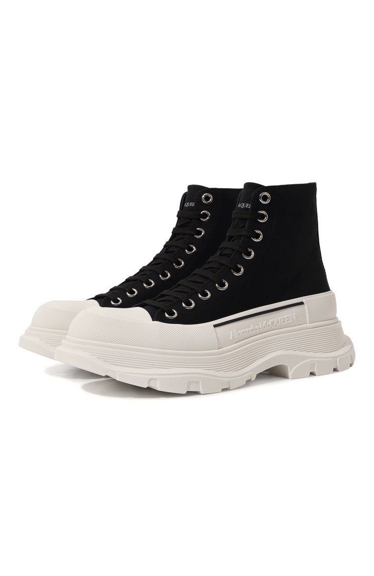 Женские черно-белые текстильные ботинки tread slick ALEXANDER MCQUEEN ...