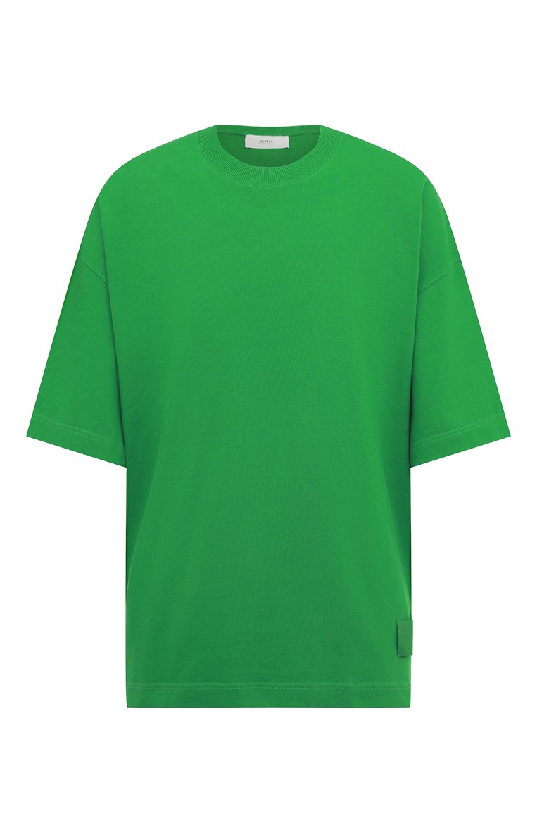 Мужская зеленая хлопковая футболка AMI купить в интернет-магазине ЦУМ ...