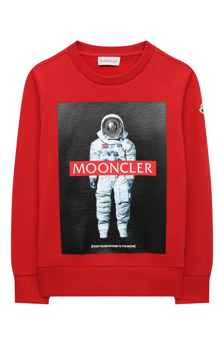 Хлопковый свитшот MONCLER детский красного цвета — купить в интернет ...