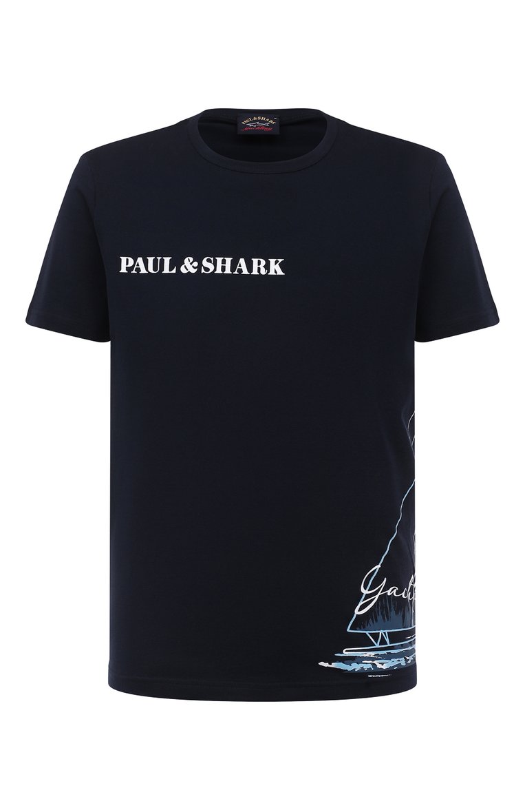 Мужская темно-синяя хлопковая футболка PAUL&SHARK купить в интернет ...