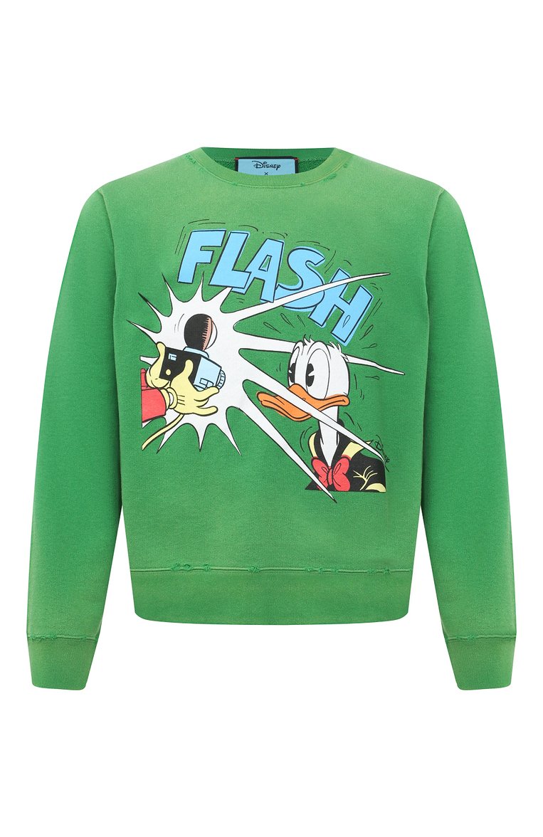 Мужской зеленый хлопковый свитшот disney x gucci GUCCI купить в ...