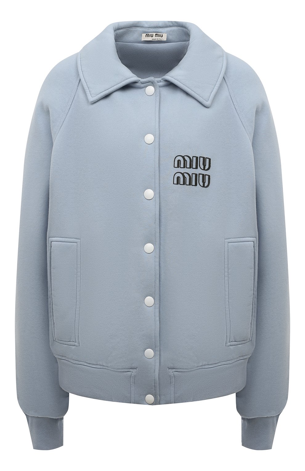 Женский голубой хлопковый бомбер Miu Miu купить в интернет магазине ЦУМ арт Mjl780 1ig3 F0076