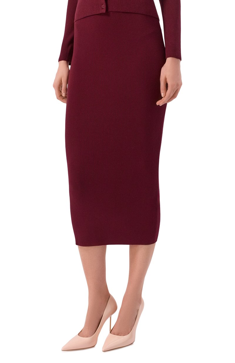 Женская бордовая юбка из вискозы WEEKEND MAX MARA купить в интернет ...