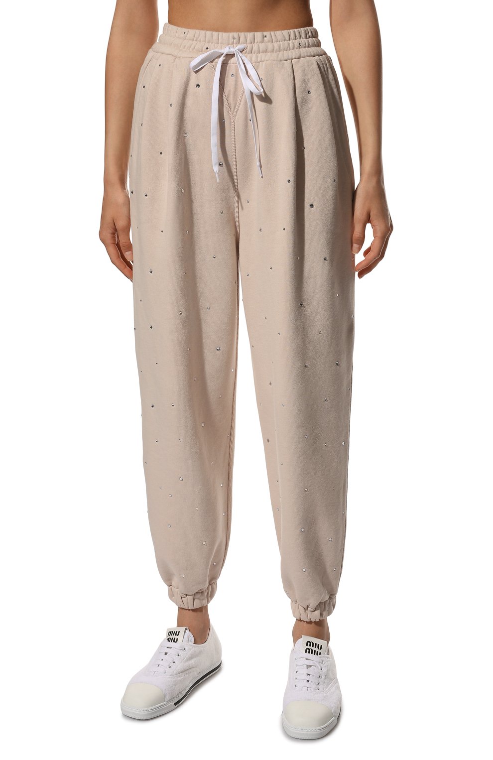 Женские бежевые хлопковые джоггеры Miu Miu купить в интернет магазине ЦУМ арт Mjp224 1zfr F0036