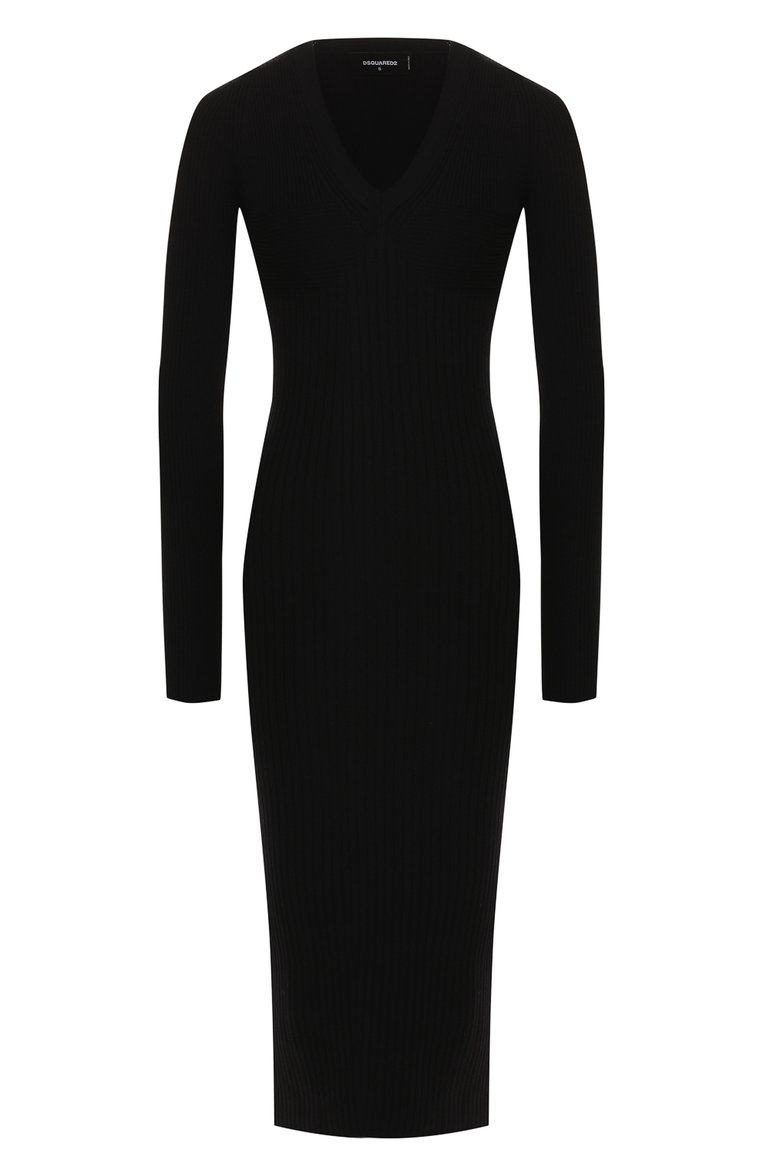 Женское черное шерстяное платье DSQUARED2 купить в интернет-магазине ...