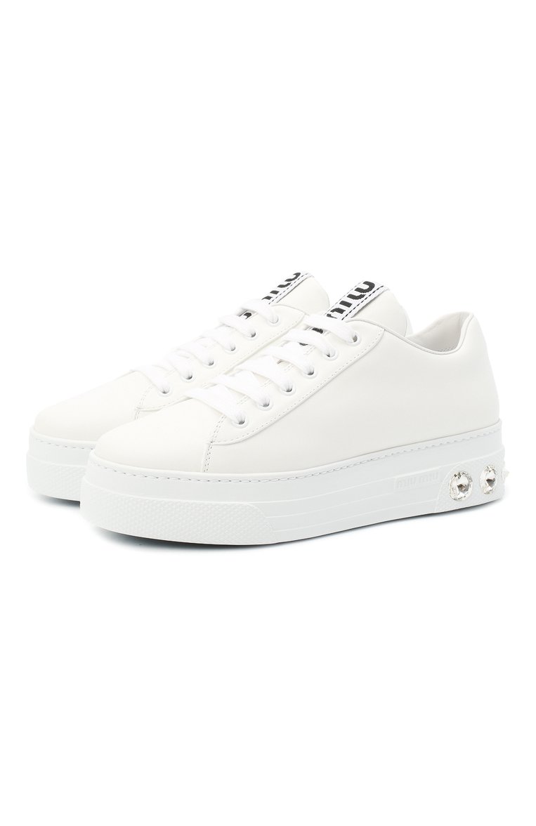 Женские белые кожаные кеды Miu Miu купить в интернет магазине ЦУМ арт 5e643c 3kex узнать о