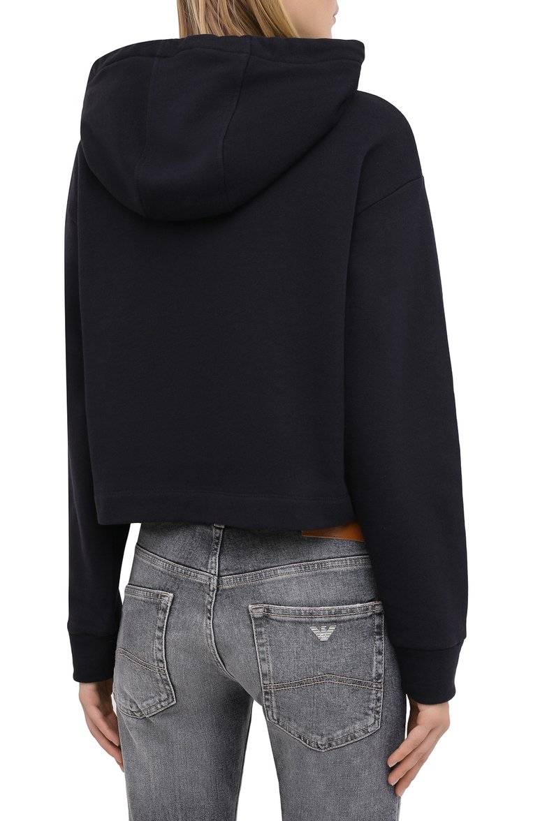 Женский синий хлопковое худи EMPORIO ARMANI купить в интернет-магазине ...