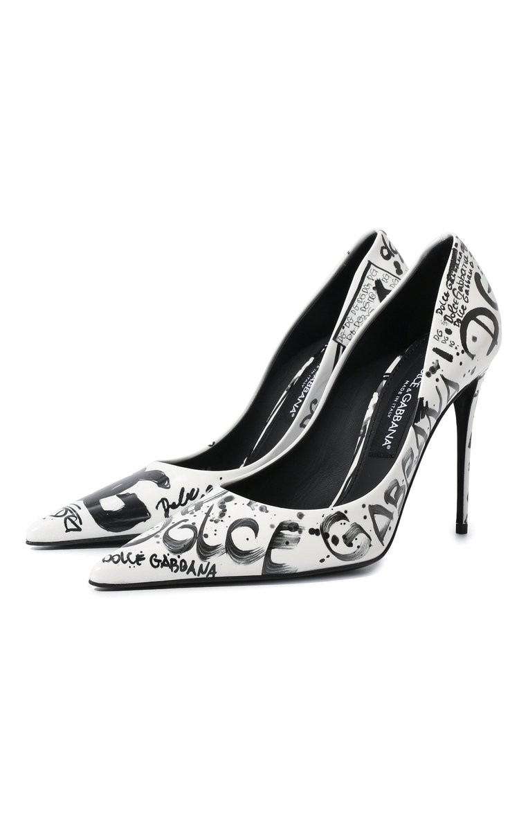Женские черно-белые кожаные туфли lollo DOLCE & GABBANA купить в ...