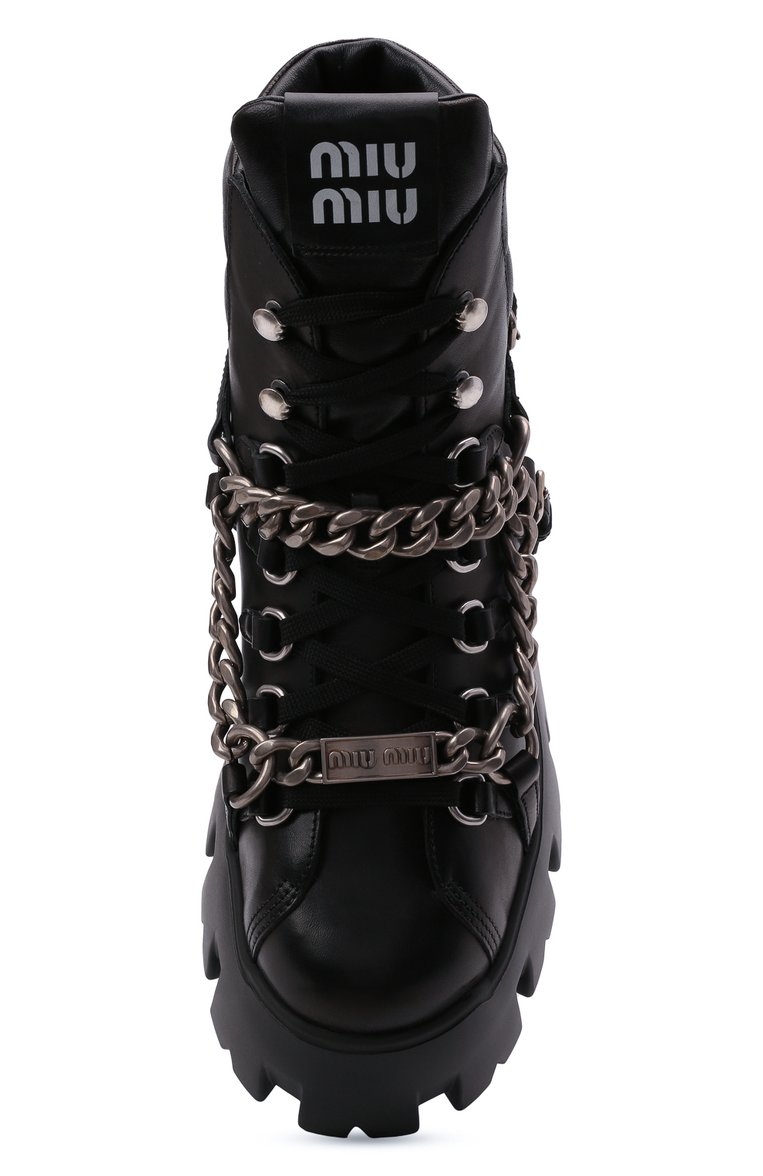 Женские черные кожаные ботинки Miu Miu купить в интернет магазине ЦУМ арт 5t570d 7v6 F0002