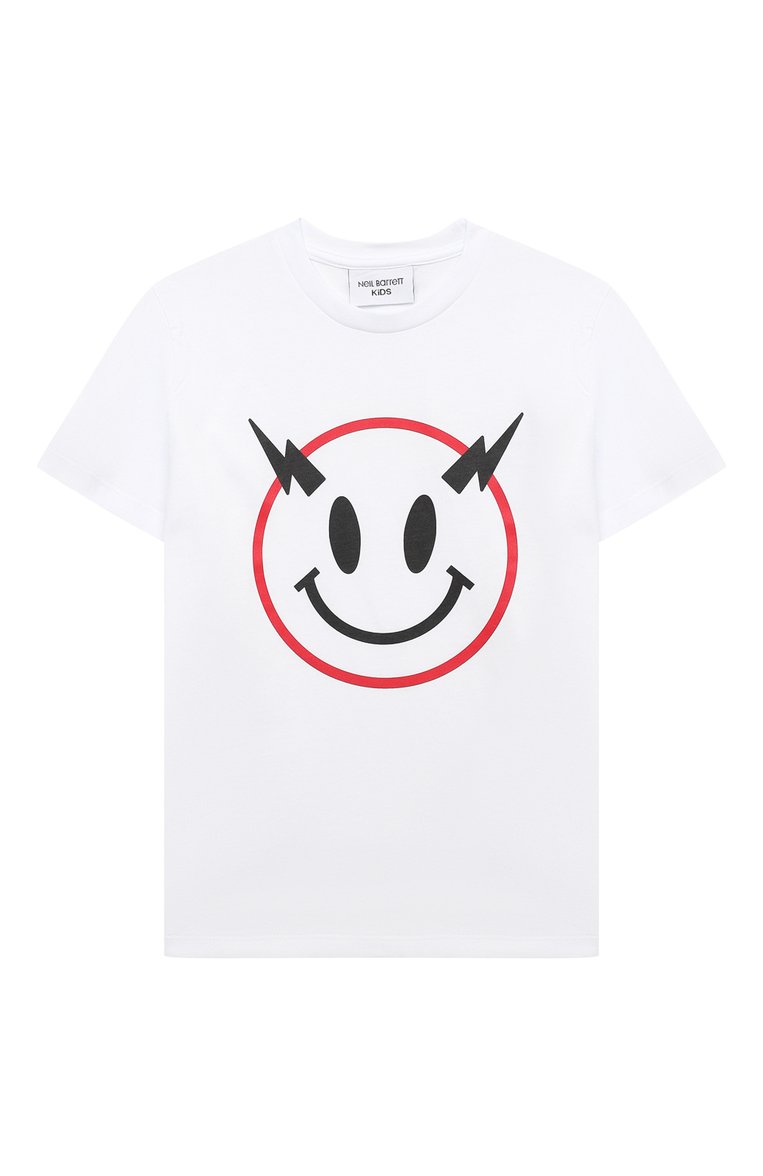 Хлопковая футболка NEIL BARRETT KIDS белого цвета для мальчиков ...