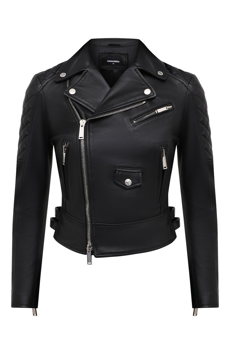 Женская черная кожаная куртка DSQUARED2 купить в интернет-магазине ЦУМ ...