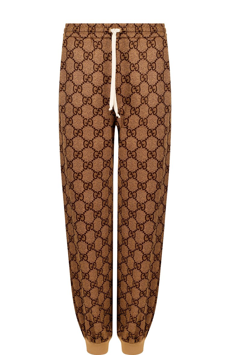 Женские бежевые джоггеры с принтом и эластичным поясом GUCCI купить в ...
