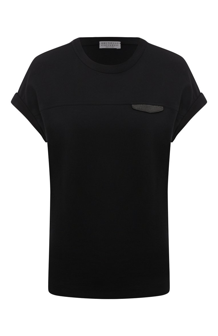 Женская черная хлопковая футболка BRUNELLO CUCINELLI купить в интернет ...