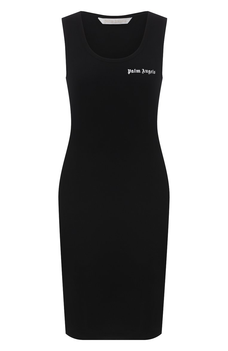 Женское черное хлопковое платье PALM ANGELS купить в интернет-магазине ...